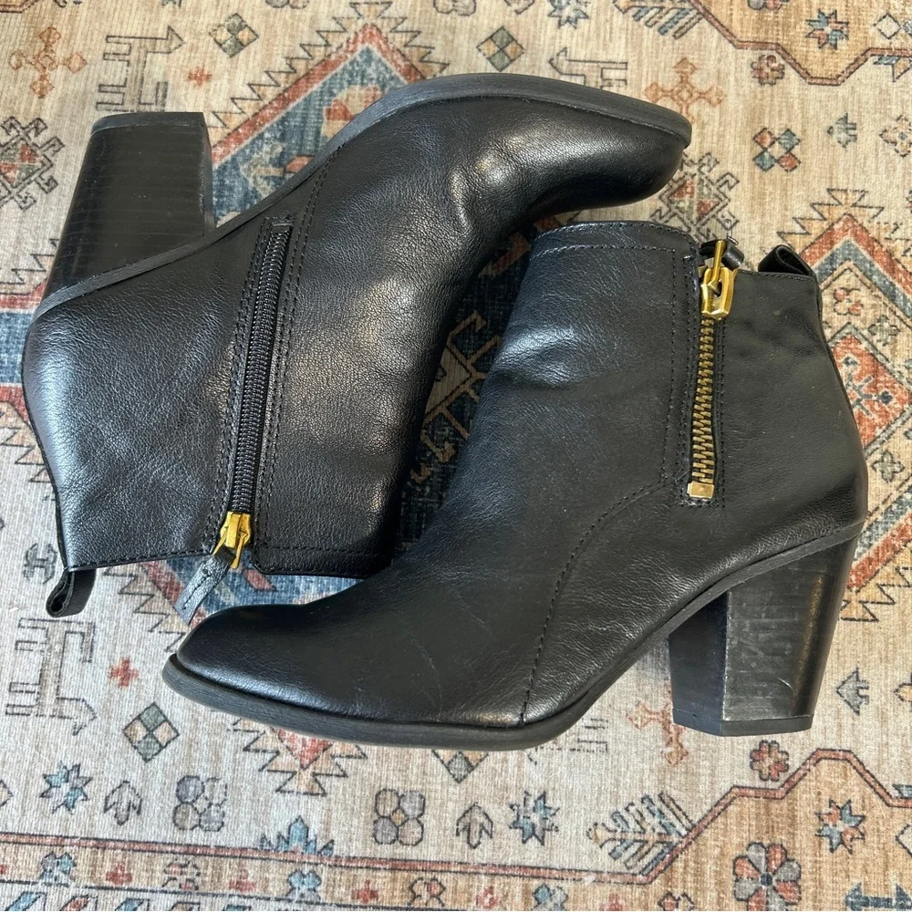 Franco Sarto | Shoes | Franco Sarto Diana Black Leather Zip Ankle Boots ...